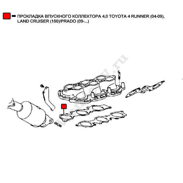ПРОКЛАДКА ВПУСКНОГО КОЛЛЕКТОРА 4,0 TOYOTA 4 RUNNER (04-09), LAND ...